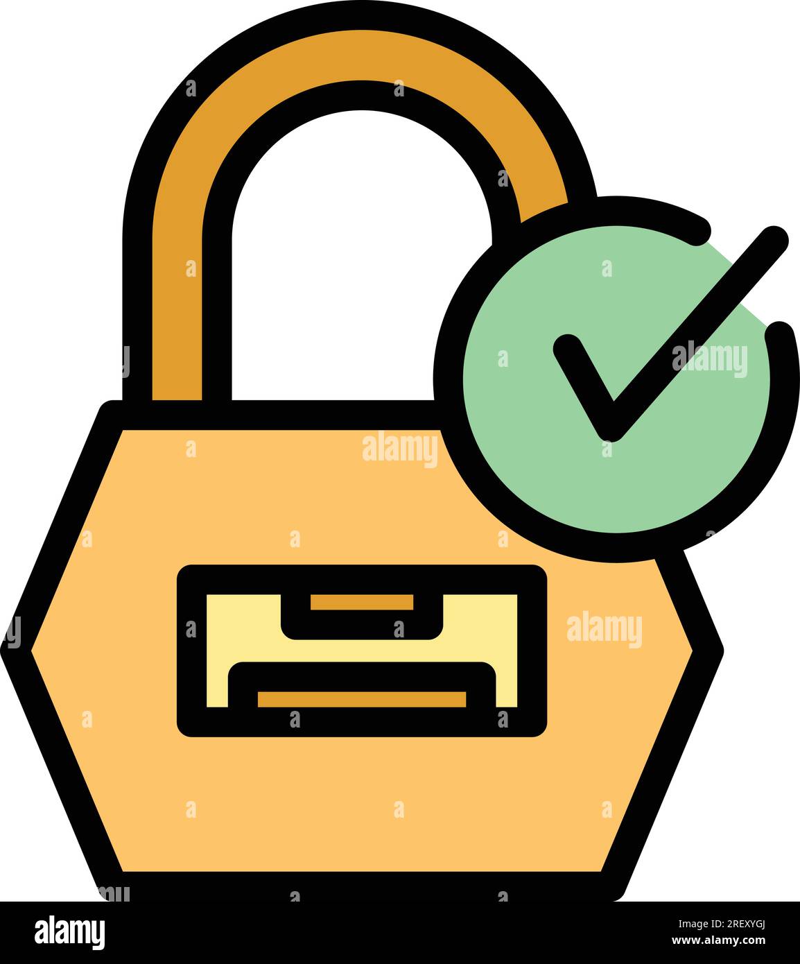Secured padlock icon outline vector. Step login. Code password color ...