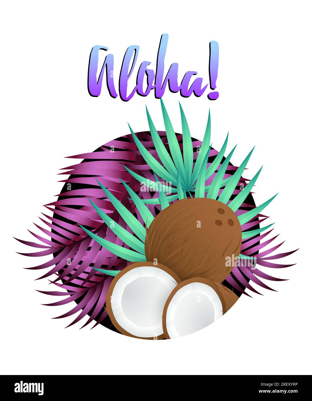Coconuts leaves Stock Vector Images - Alamy