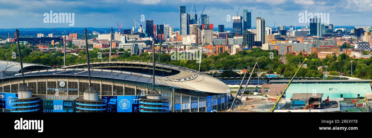 Etihad Stadium, Manchester City Panoramic View Stock Photo - Alamy