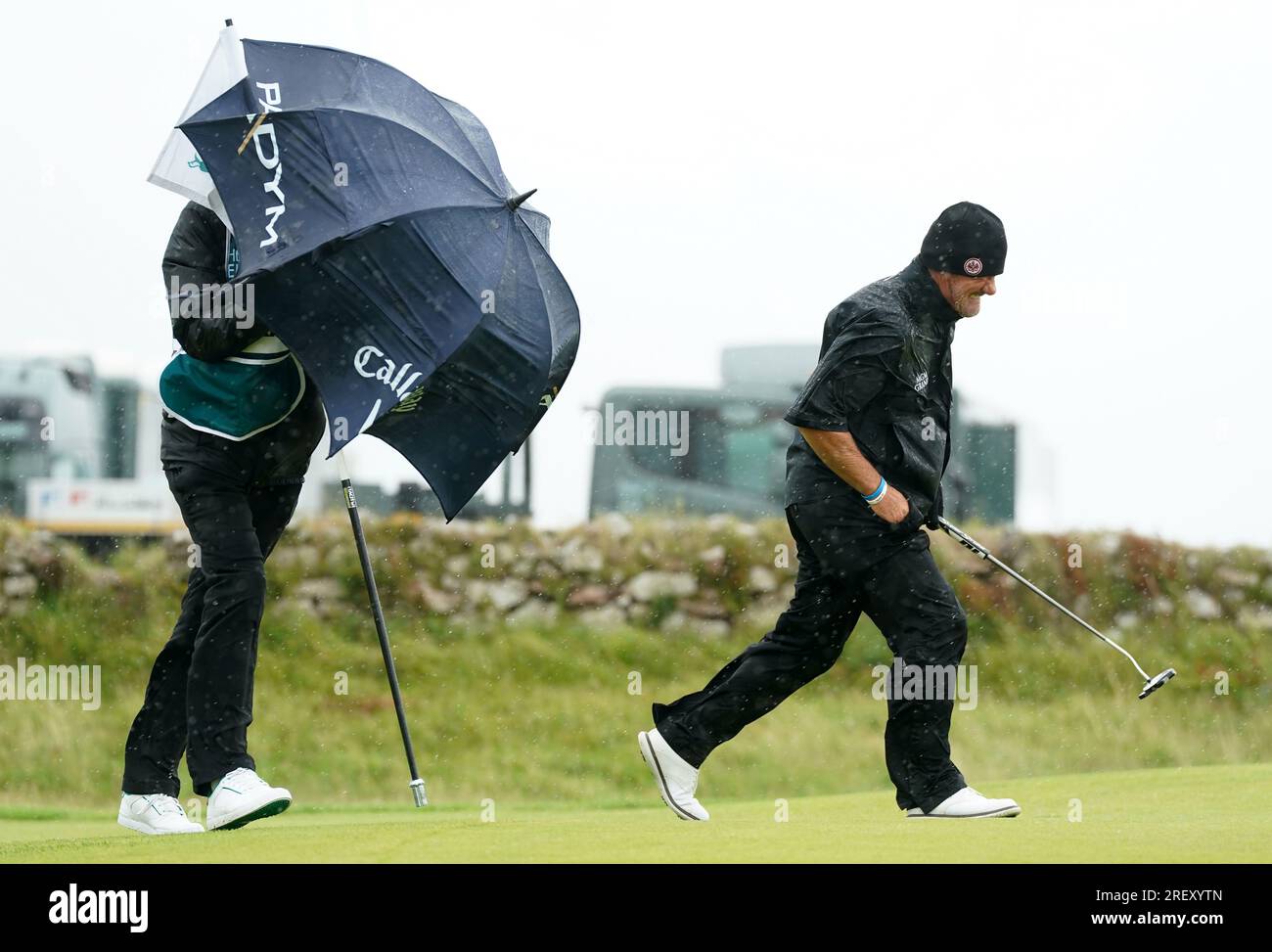 Alex Cejka (left) walks on the ninth fairway during day four of The ...