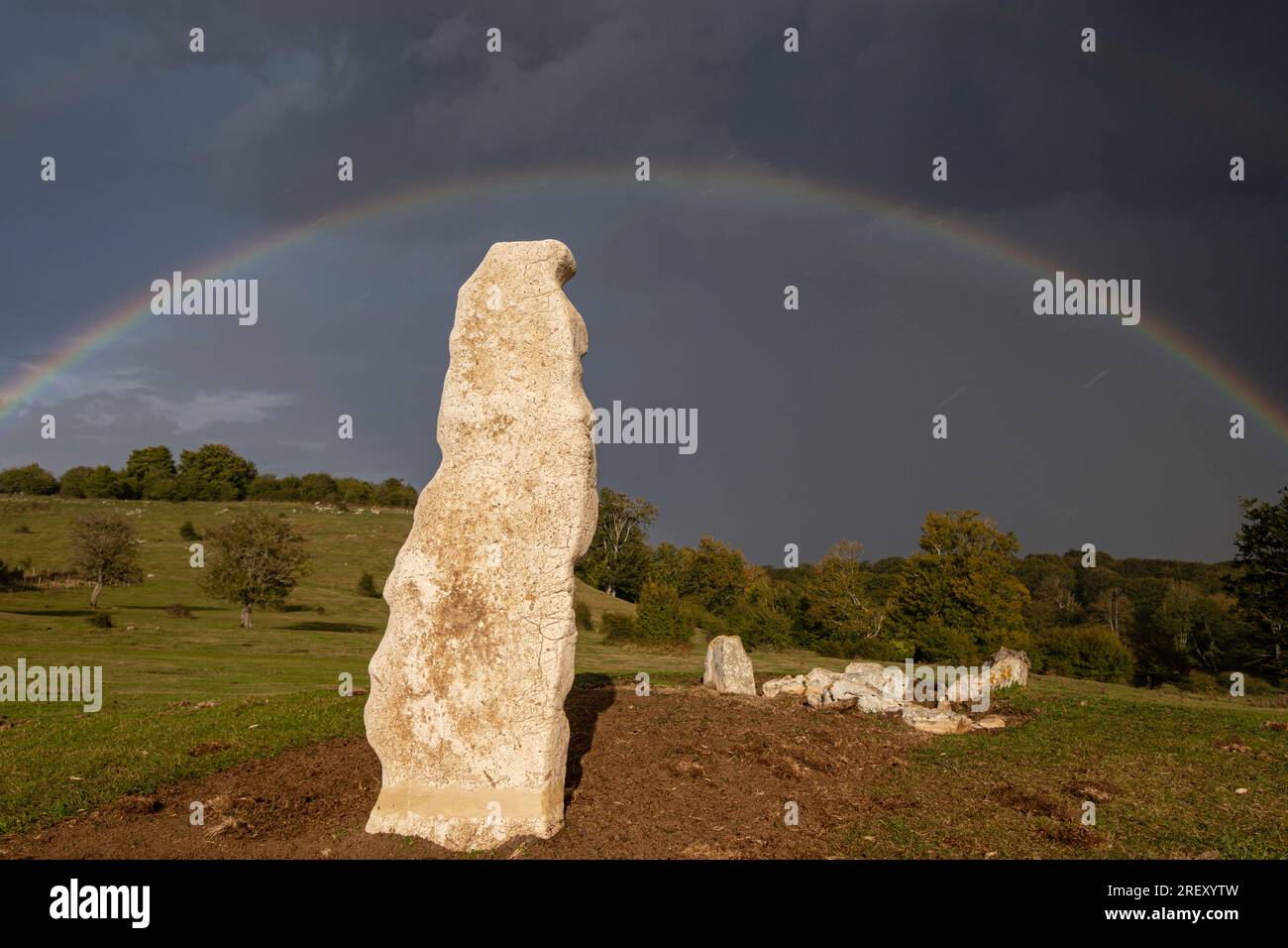 Rainbow over the Dolmen, Legaire Megalithic Park, Legaire Campas, Álava ...