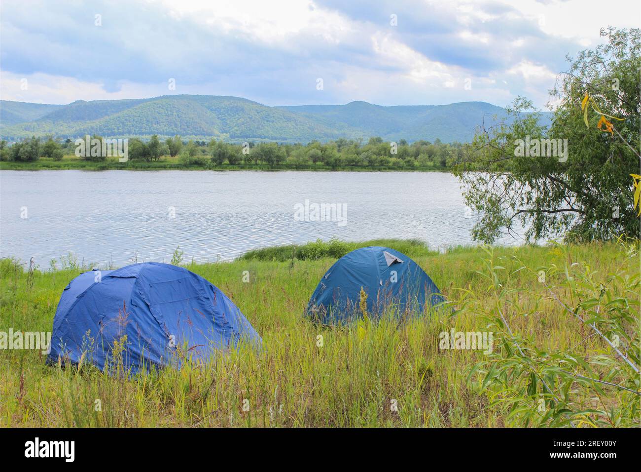 Camp tent river hi-res stock photography and images - Alamy