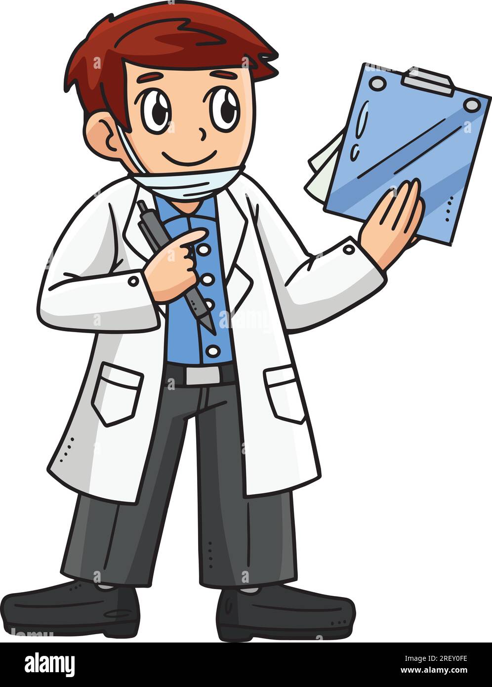 Doctor with a Clipboard Cartoon Colored Clipart Stock Vector Image ...