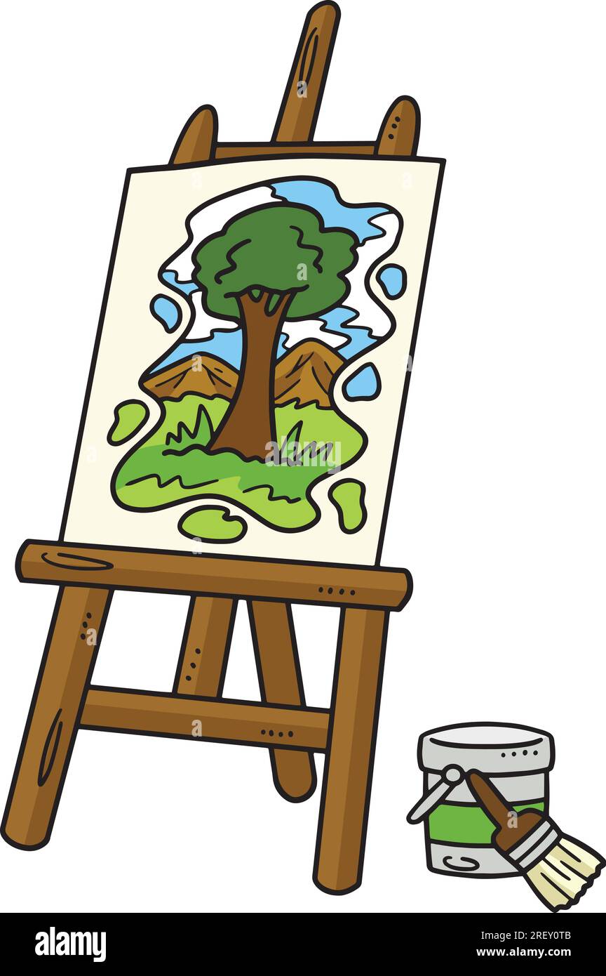 Easel with a Painting Cartoon Colored Clipart Stock Vector Image Art Alamy