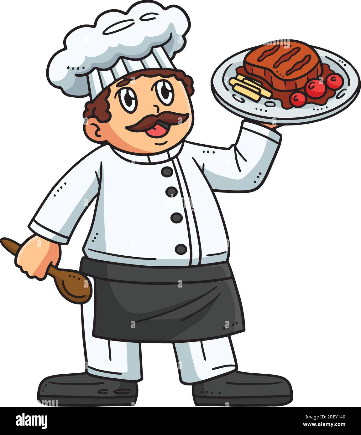 Chef with a Serving Plate Cartoon Colored Clipart Stock Vector Image ...