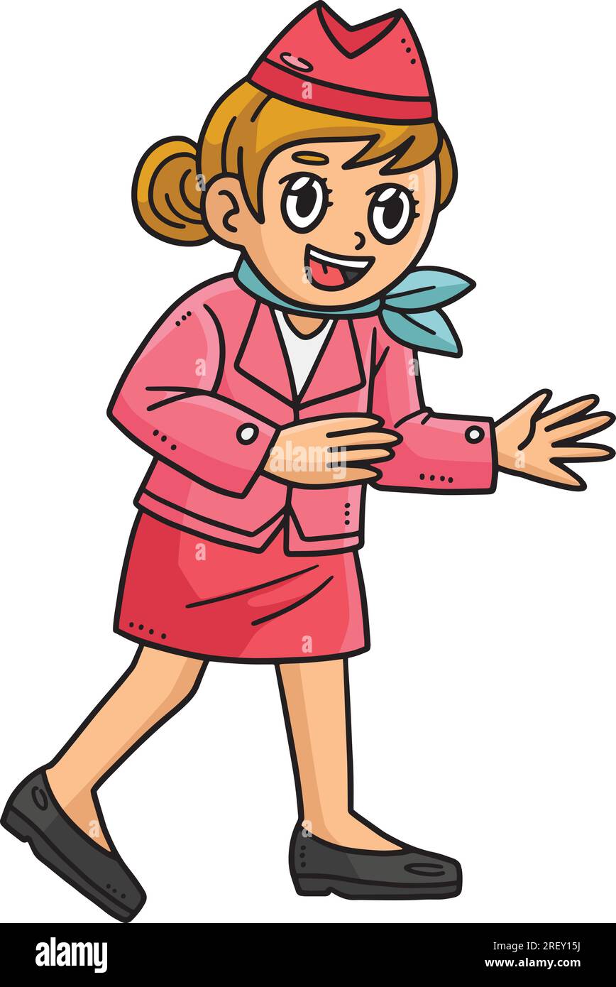 Stewardess Cartoon Colored Clipart Illustration Stock Vector Image ...