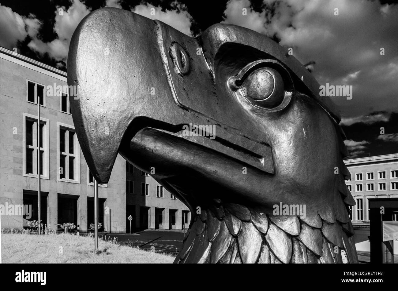 Head of Nazi era eagle in front of former Tempelhof airport, Berlin ...