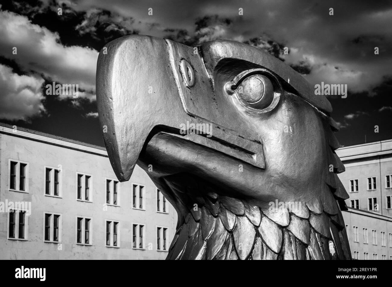 Head of Nazi era eagle in front of former Tempelhof airport, Berlin ...