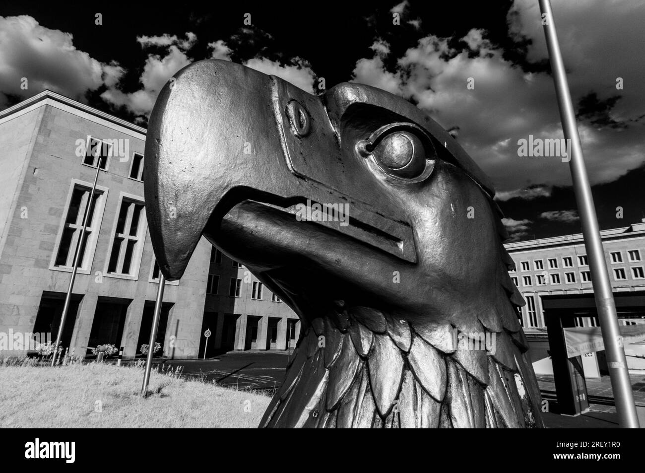 Head of Nazi era eagle in front of former Tempelhof airport, Berlin ...