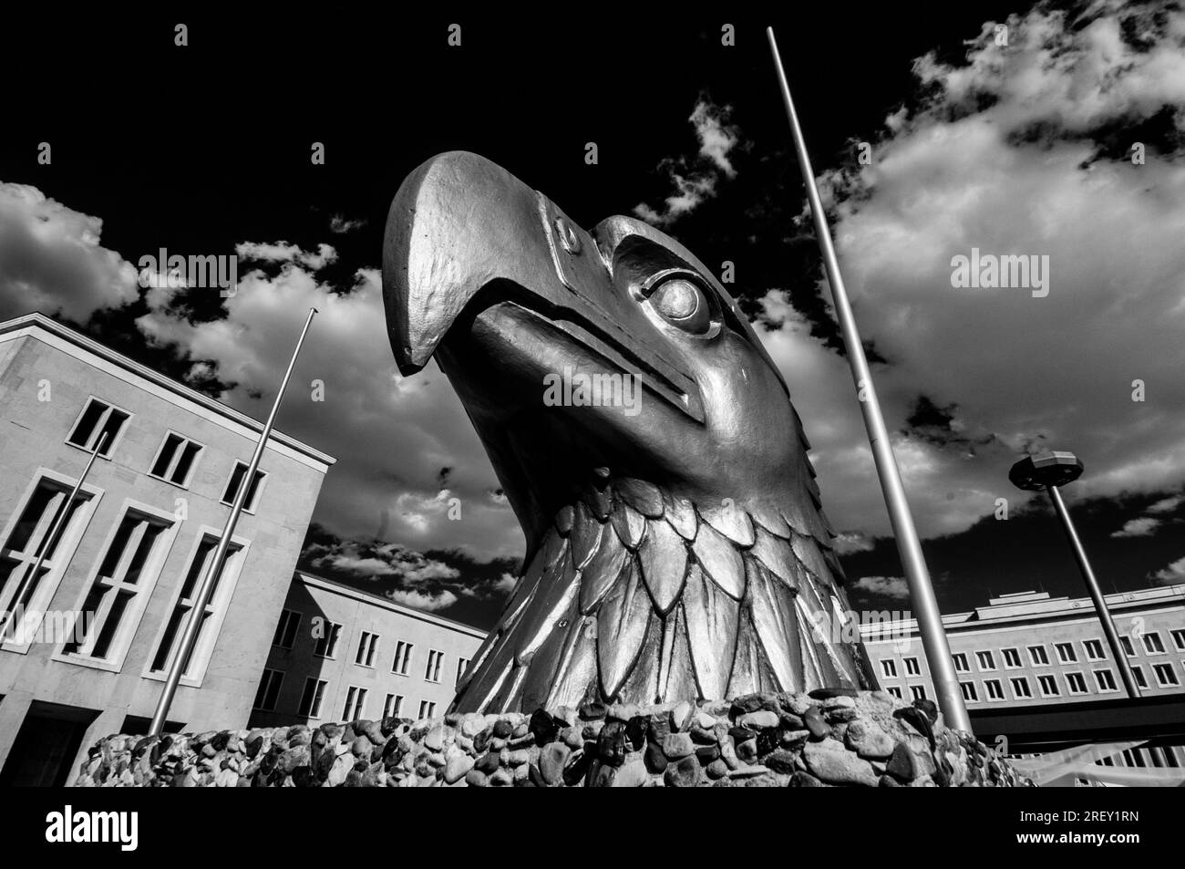 Head of Nazi era eagle in front of former Tempelhof airport, Berlin ...