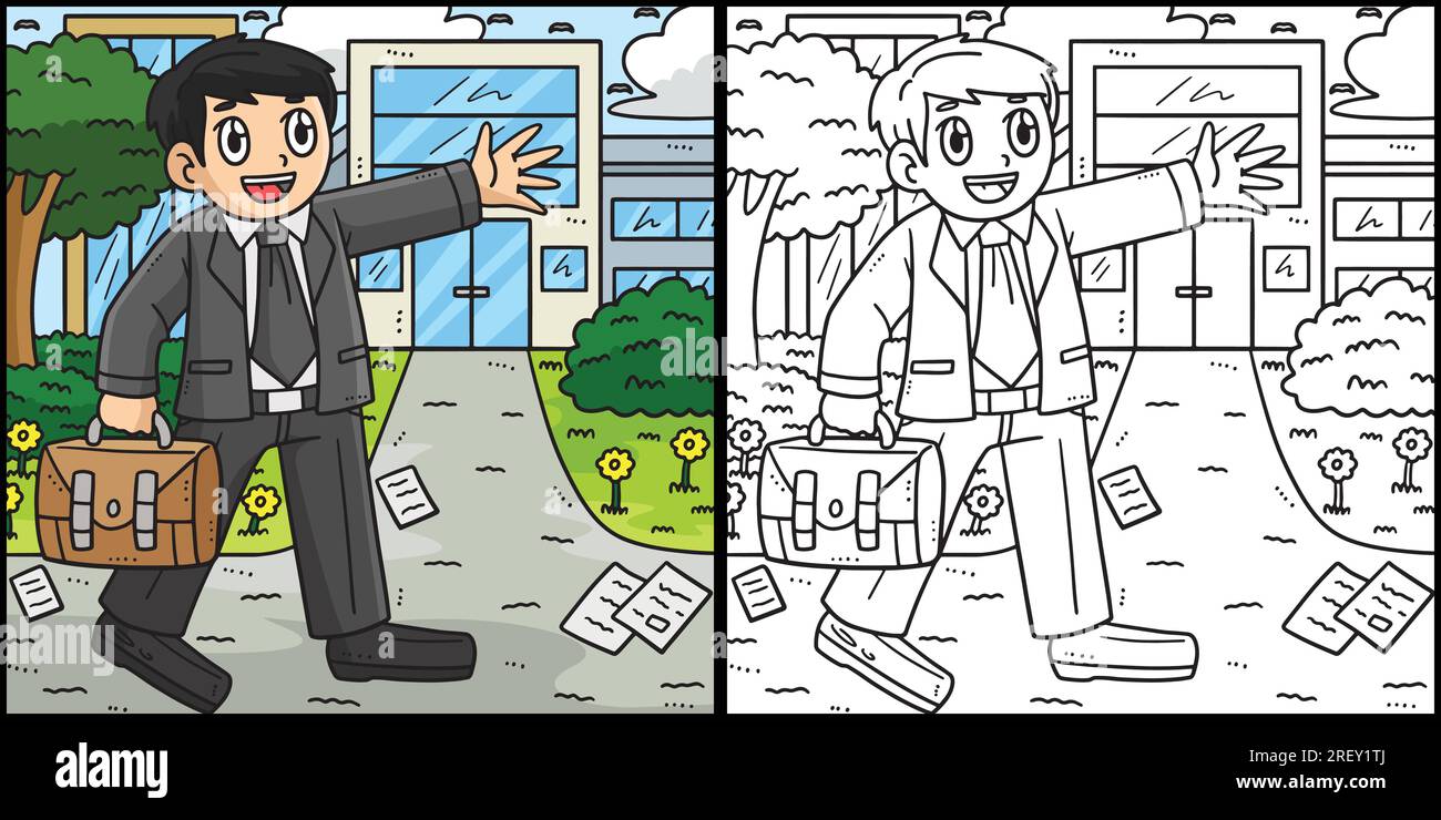 Labor Day Office Worker Coloring Illustration Stock Vector Image & Art ...