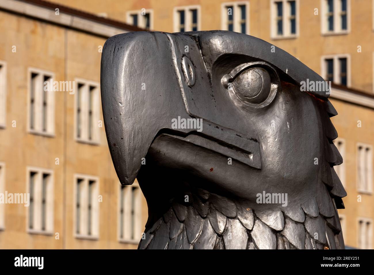 Head of Nazi era eagle in front of former Tempelhof airport, Berlin ...
