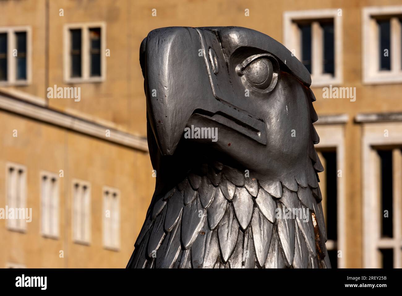 Head of Nazi era eagle in front of former Tempelhof airport, Berlin ...