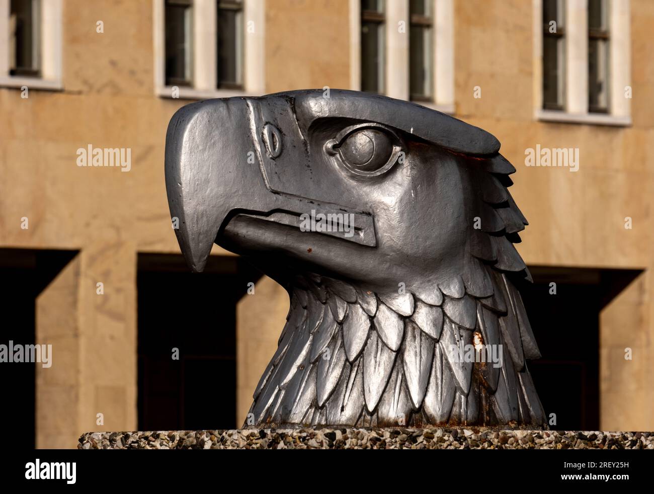 Head of Nazi era eagle in front of former Tempelhof airport, Berlin ...