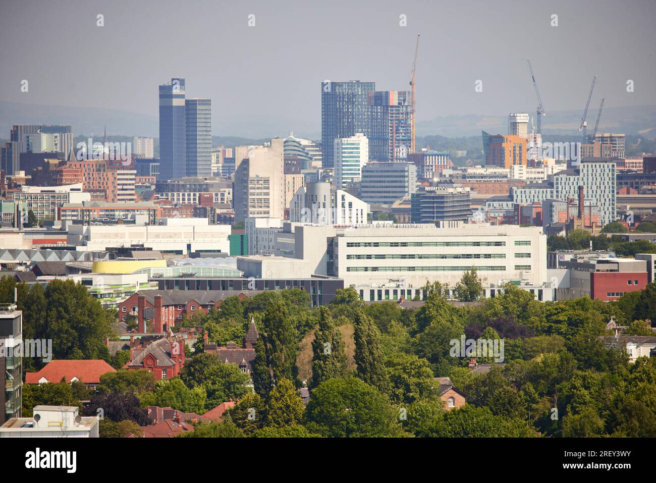 Manchester Skyline with MRI hospital in the forground Stock Photo - Alamy