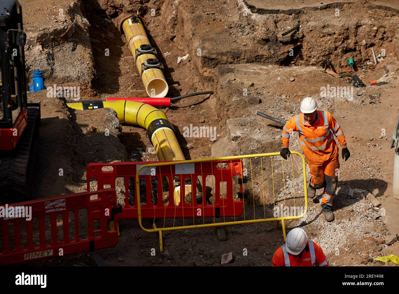 Stockport bus station groundwork pipes under construction Stock Photo ...