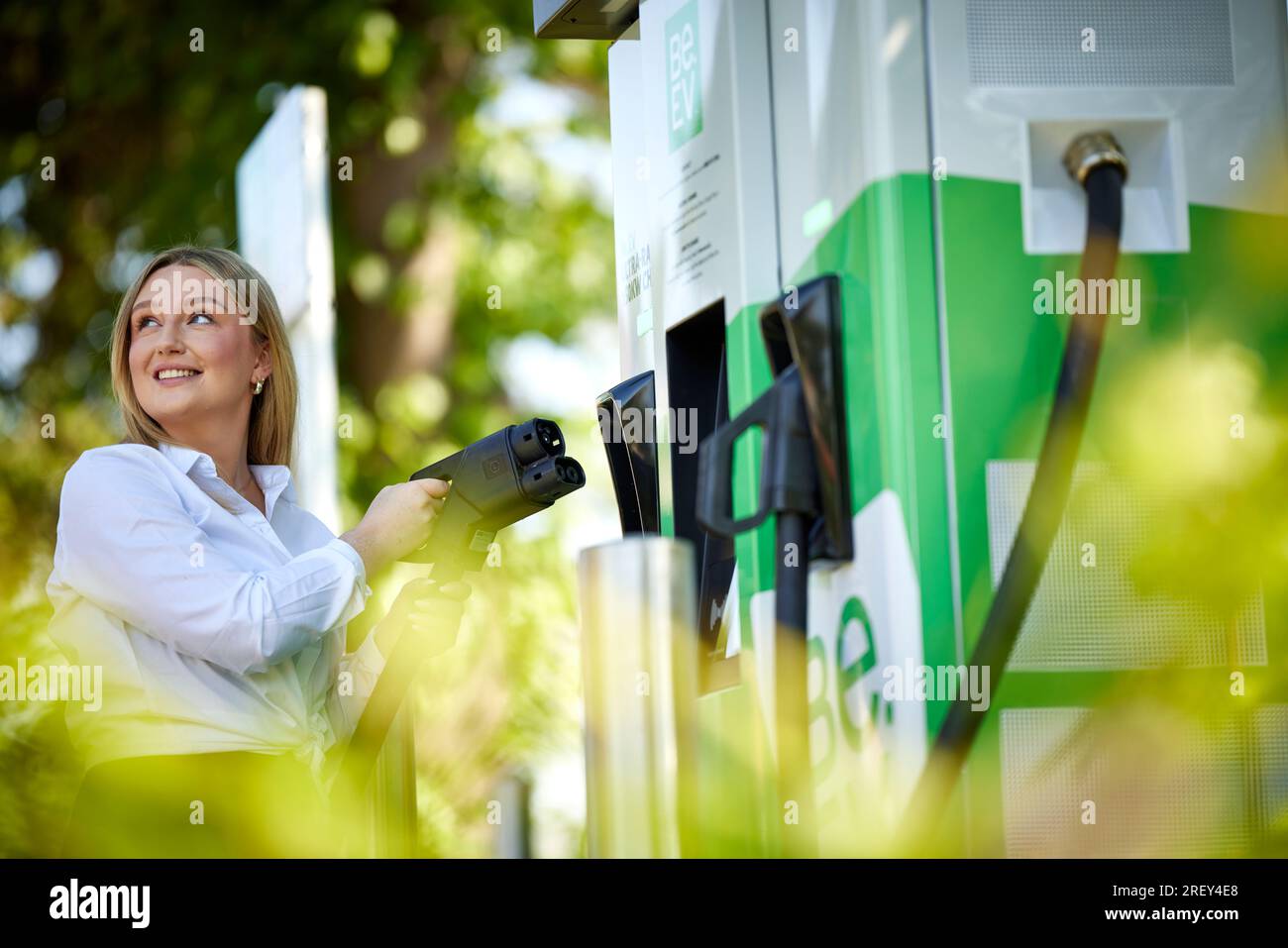 EV electric car being charged with a Ultra Rapid charger Stock Photo ...