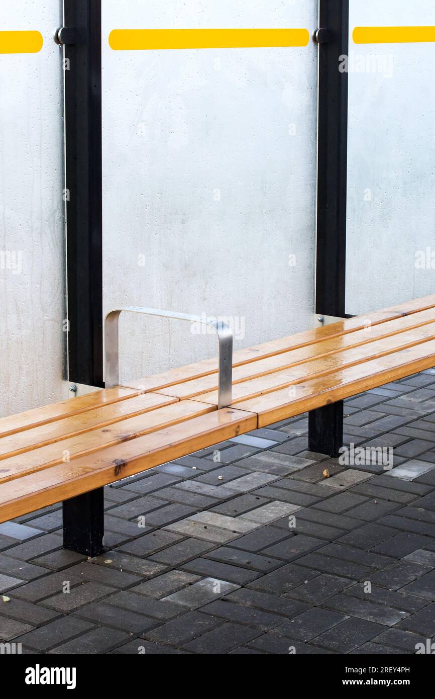 Bus stop bench close up hi-res stock photography and images - Alamy