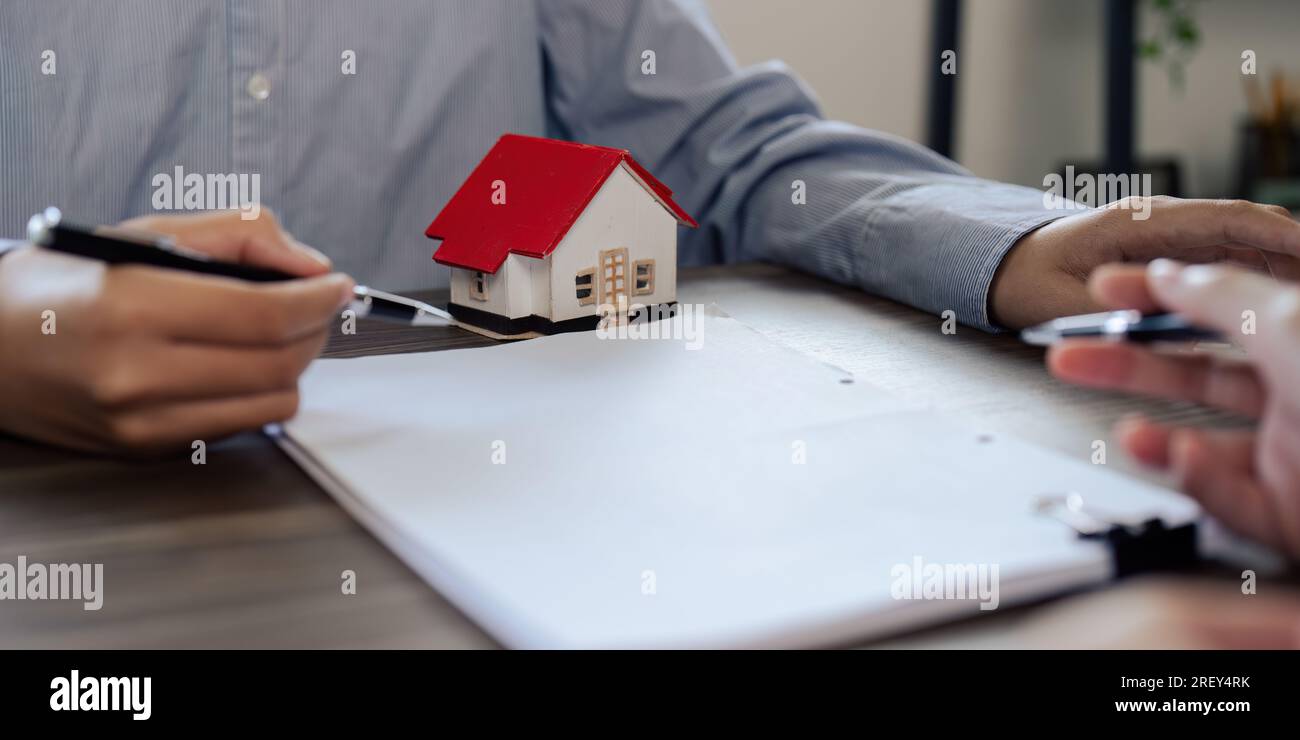 Real Estate Agent explain Property insurance and security concept about ...
