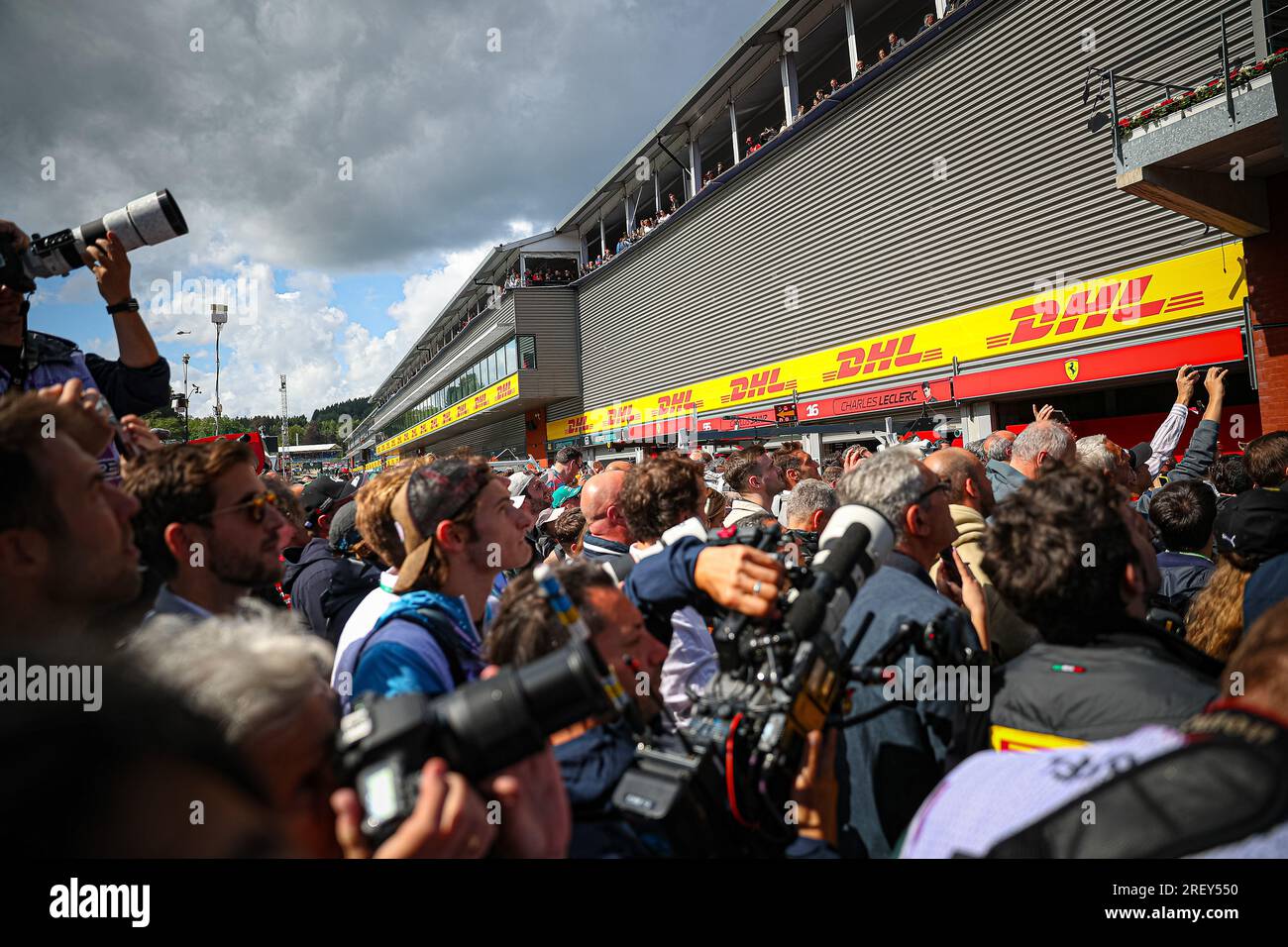 Pit Lane/Box during the podium of the Belgian GP, Spa-Francorchamps 27 ...