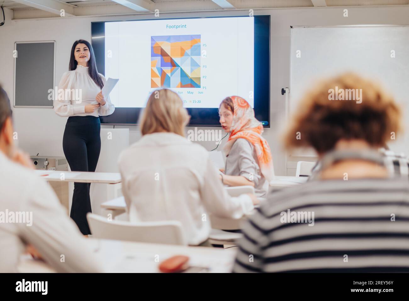 Female ceo presenting the sales to the marketing team Stock Photo - Alamy