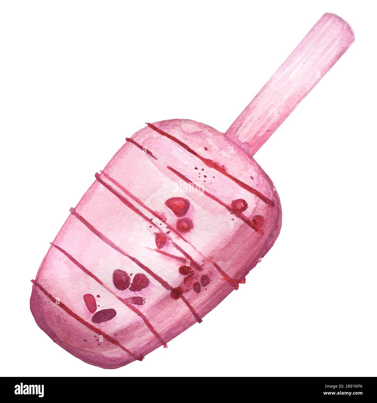 watercolor hand-painted ice cream cone and balls cup frozen gelato of ...