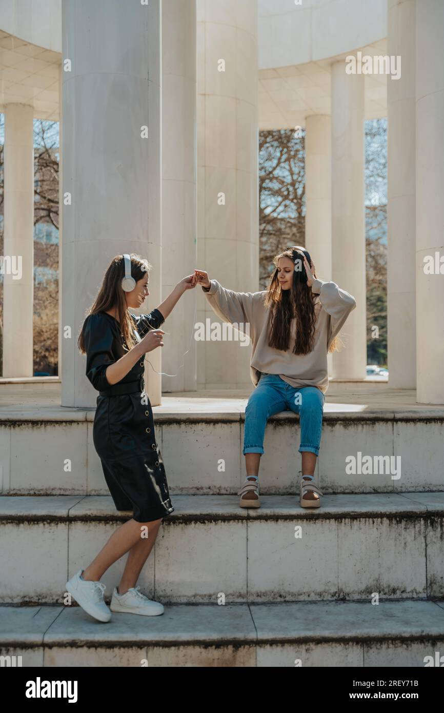 Lovely girls started dancing after they played music on their ...