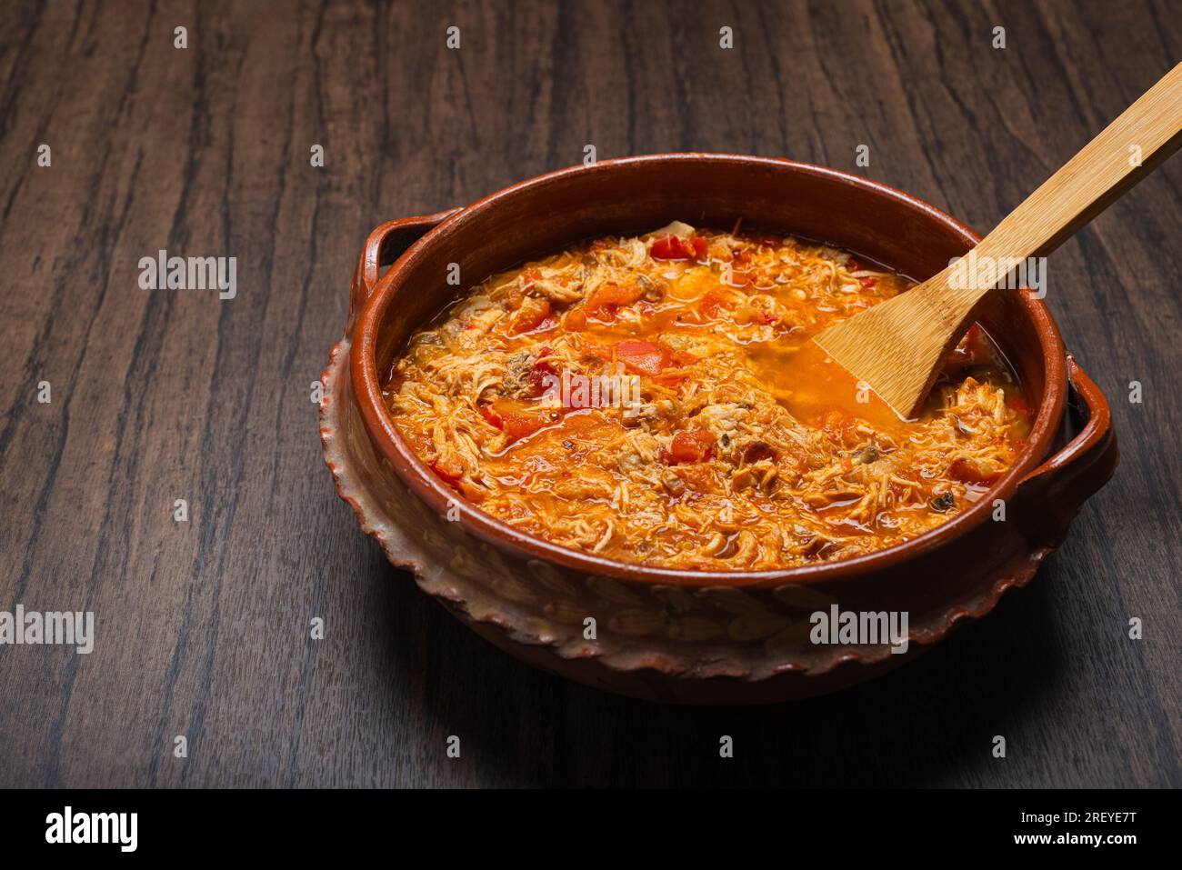 Authentic mexican chicken tinga, typical mexican food prepared in a ...