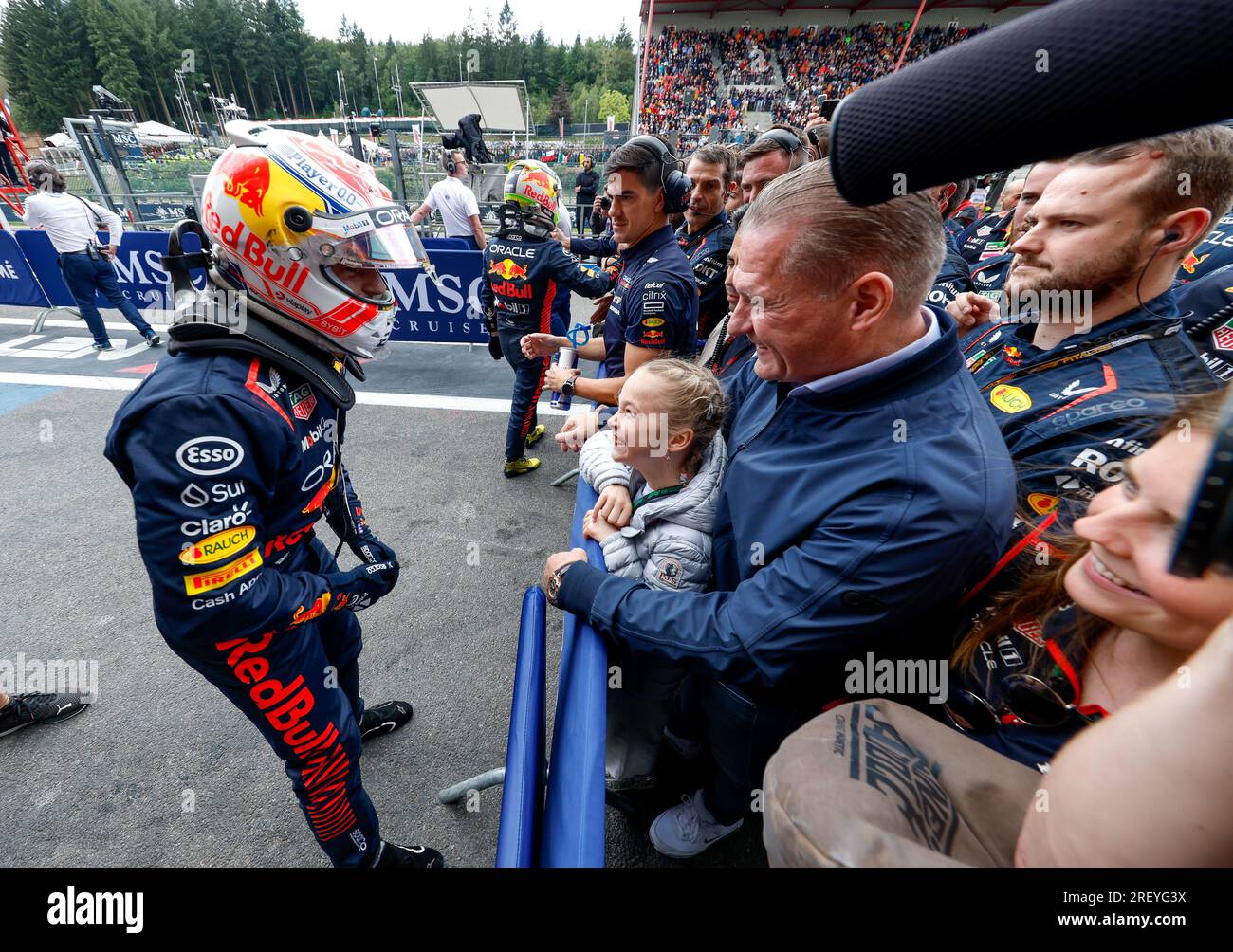 VERSTAPPEN Max (ned), Red Bull Racing RB19, with his father Jos during the 2023 Formula 1 MSC ...