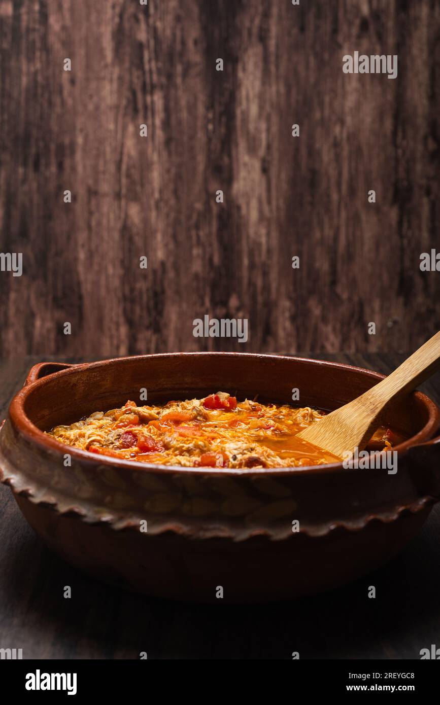 Authentic mexican chicken tinga, typical mexican food prepared in a ...