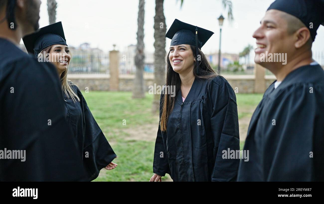 Group of people students graduated speaking at university campus Stock ...
