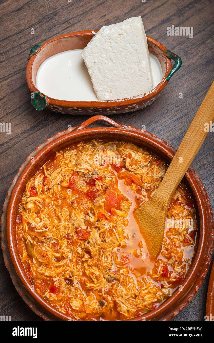 Authentic mexican chicken tinga, typical mexican food prepared in a ...
