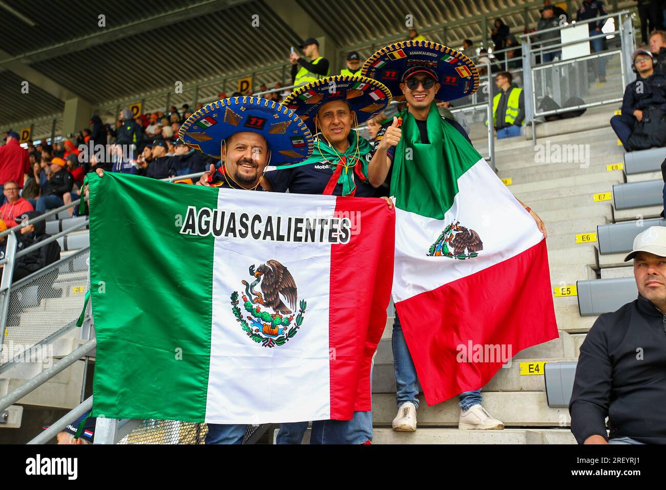Sergio Perez (MEX) Redbull Racing RB19 Supporters in grandstand during ...