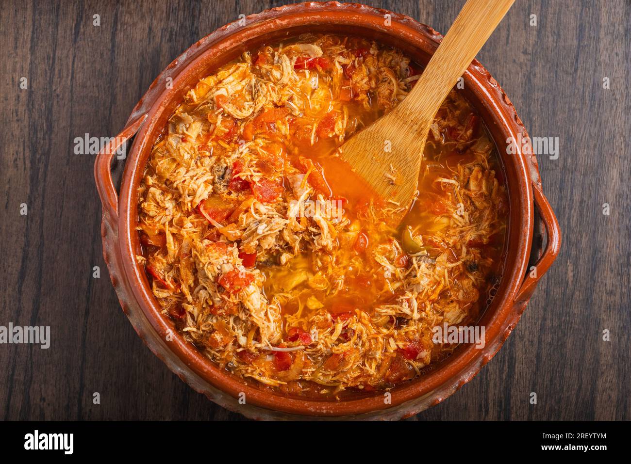 Authentic mexican chicken tinga, typical mexican food prepared in a ...