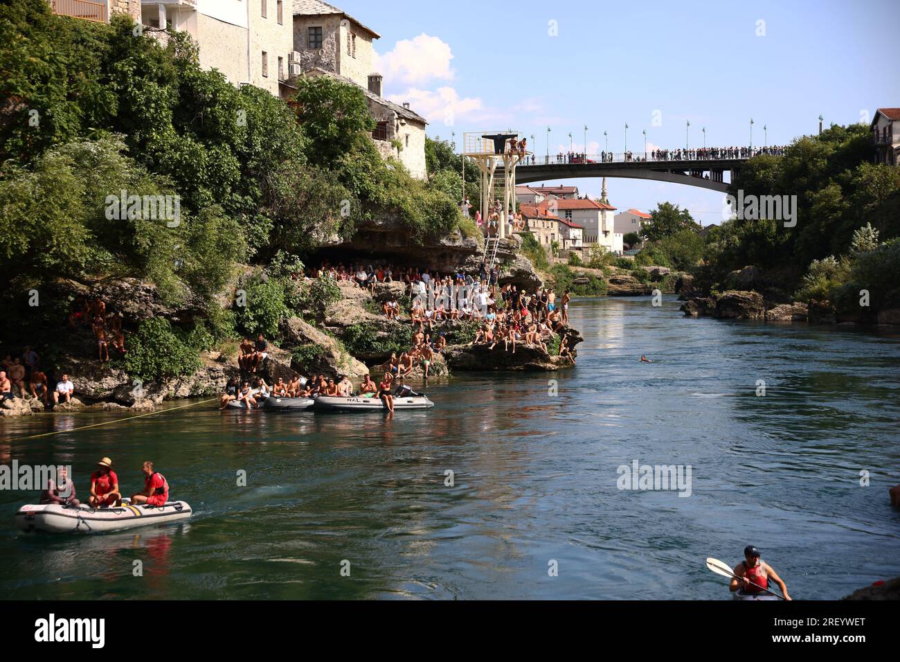 457th annual Mostar bridge jumping festival from height of 20 meters in ...