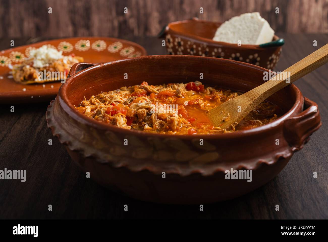 Authentic mexican chicken tinga, typical mexican food prepared in a ...