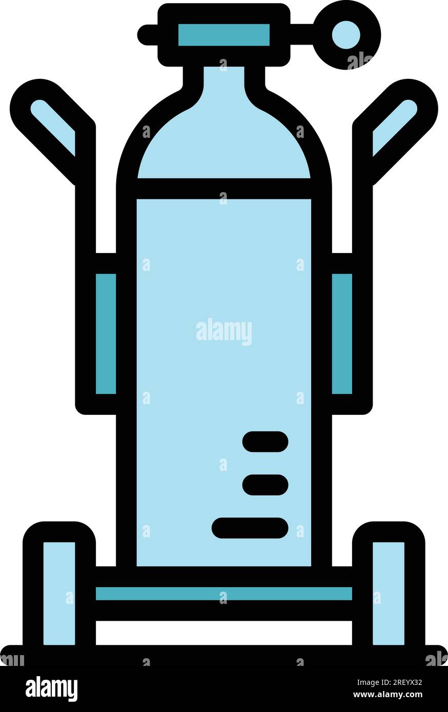 Oxygen tank cart icon outline vector. Portable equipment. Medical ...