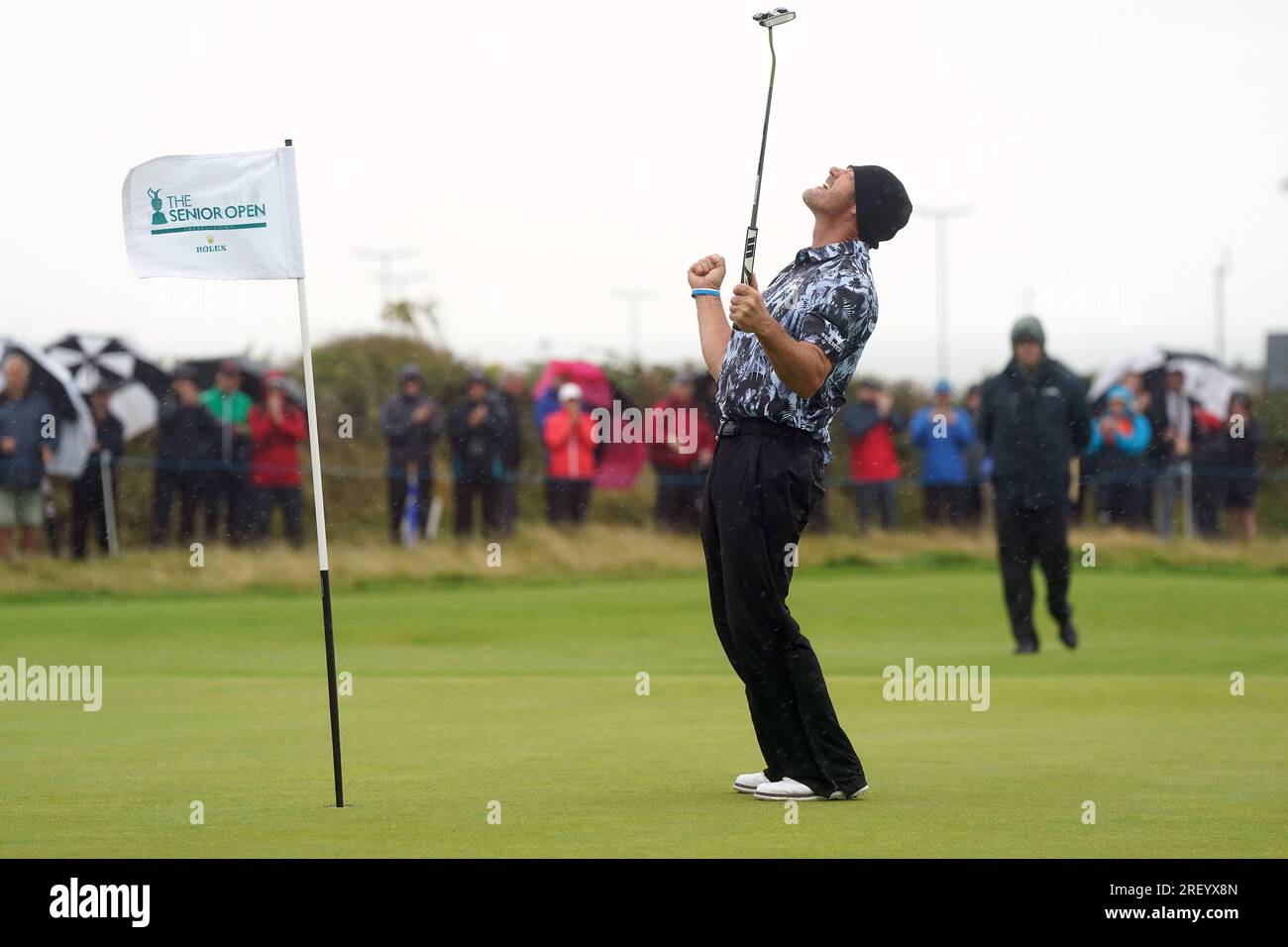 Alex Cejka celebrates winning on the second play off hole on day four ...