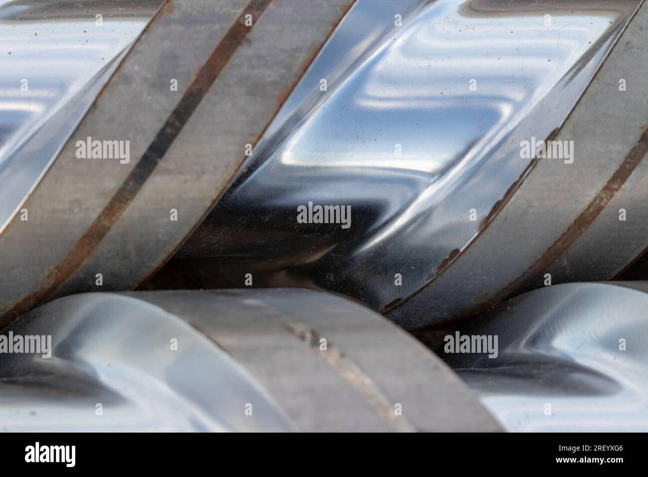 Top view Close-up injection machine screw spare parts injection machine ...