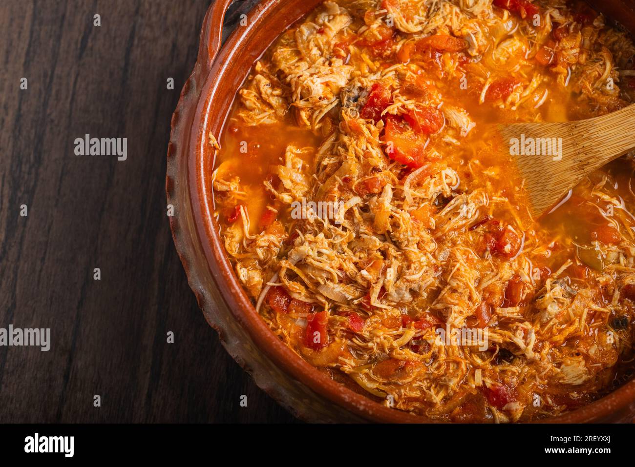Authentic mexican chicken tinga, typical mexican food prepared in a ...