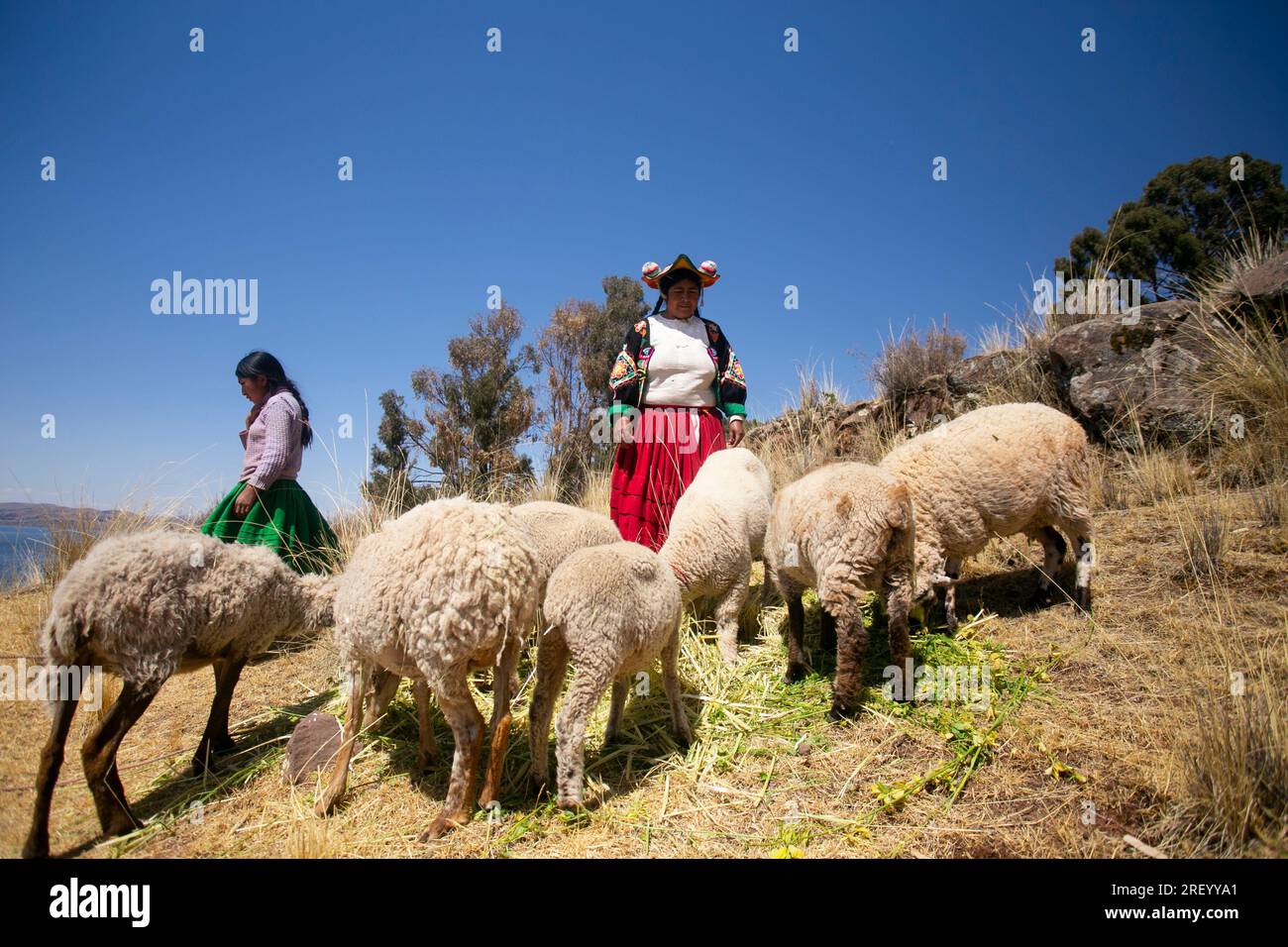 Llachon, Peru; 1st January 2023: Local people from the Llachón ...