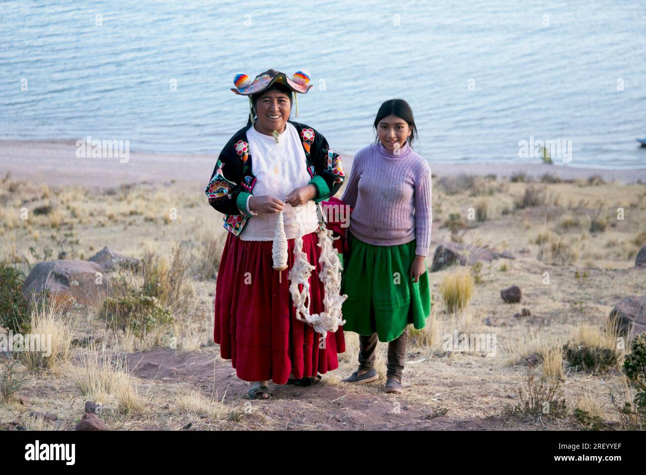 Llachon, Peru; 1st January 2023: Local people from the Llachon ...