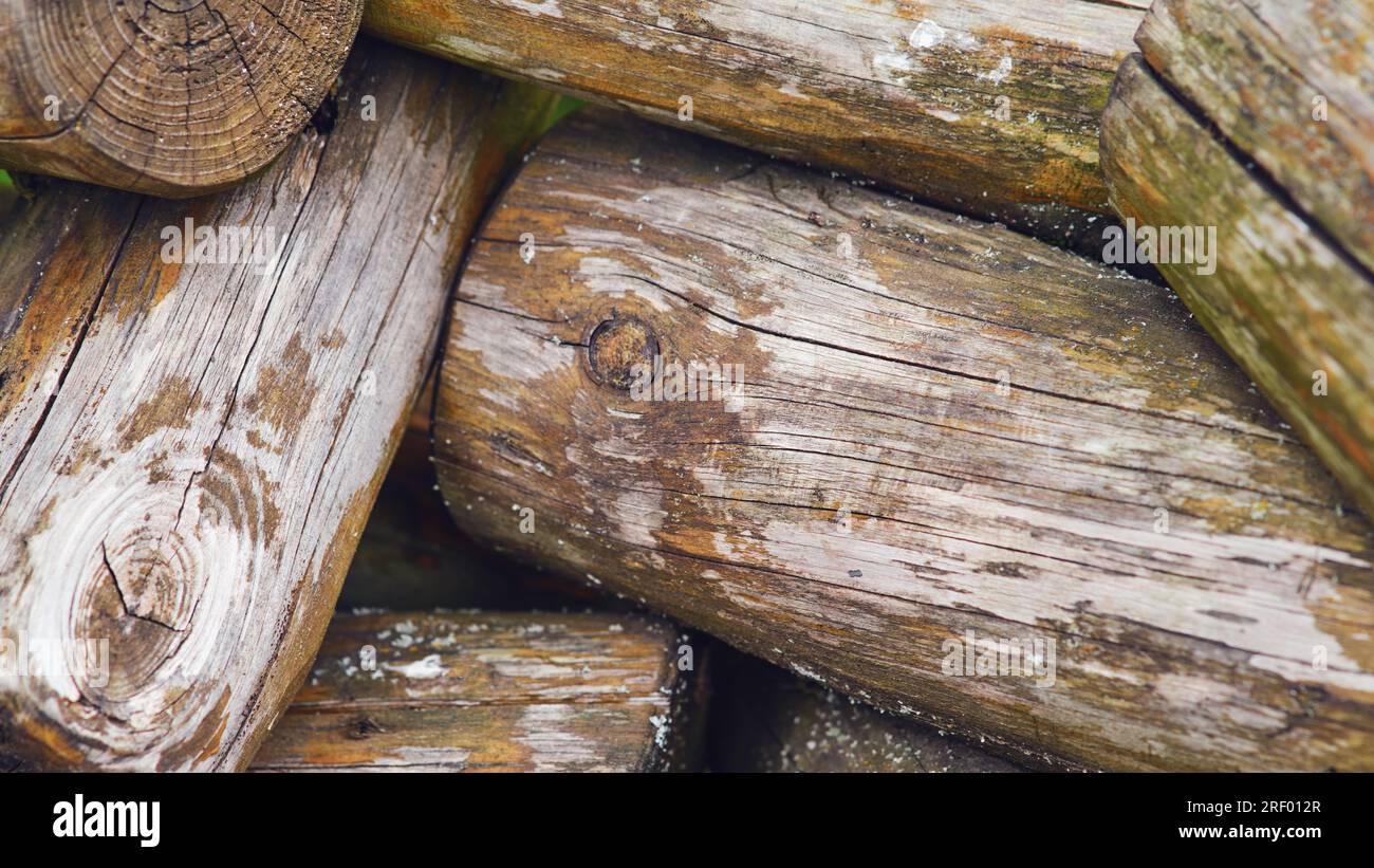 The textured logs, in a horizontal composition, add a rustic touch to ...