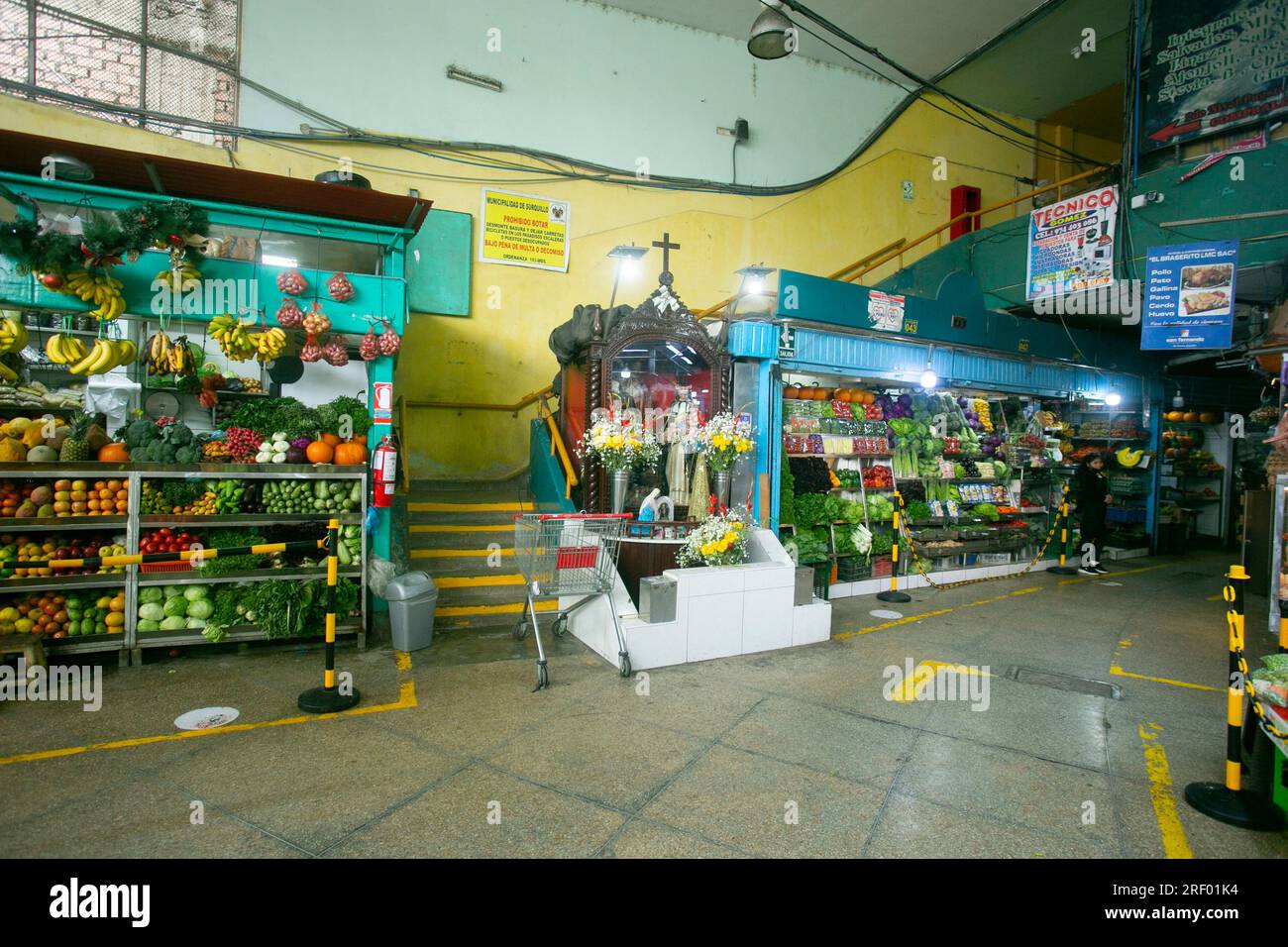 Lima, Peru; 1st January 2023: Food stall in the Surquillo market in ...