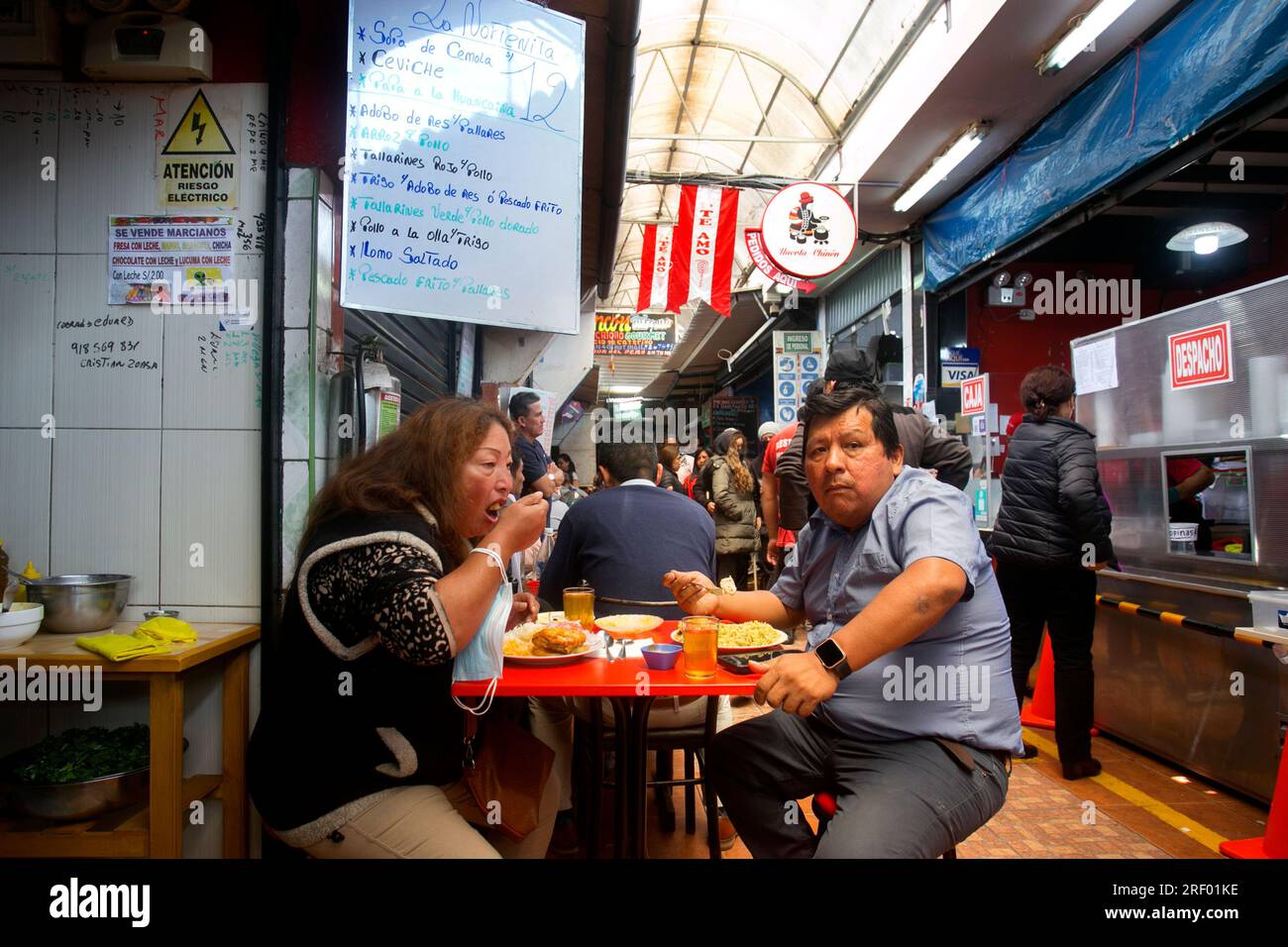 Lima, Peru; 1st January 2023: Restaurant in the Surquillo market in ...