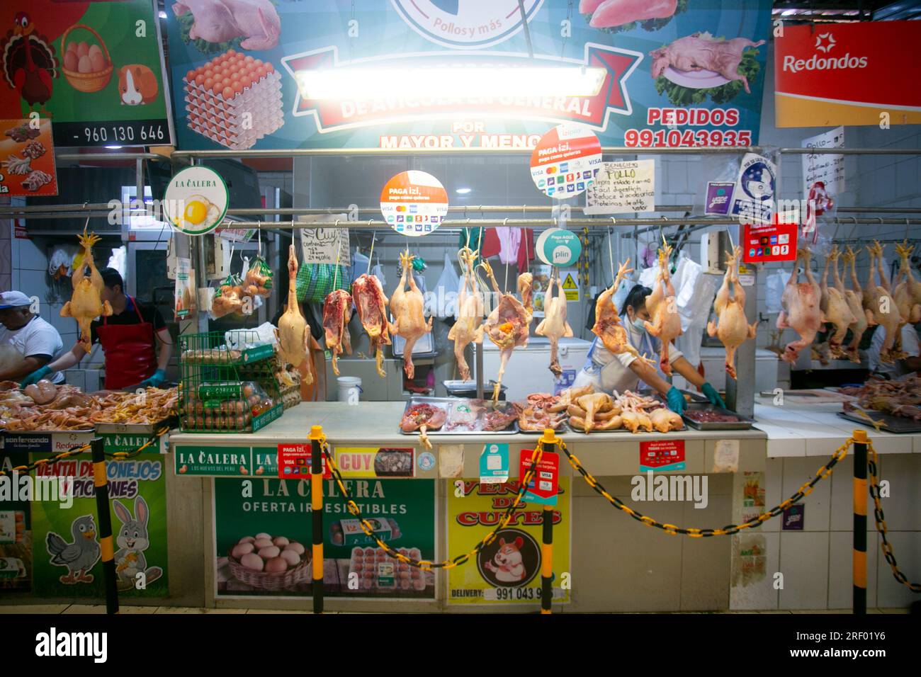 Lima, Peru; 1st January 2023: Food stall selling meat in the Surquillo ...