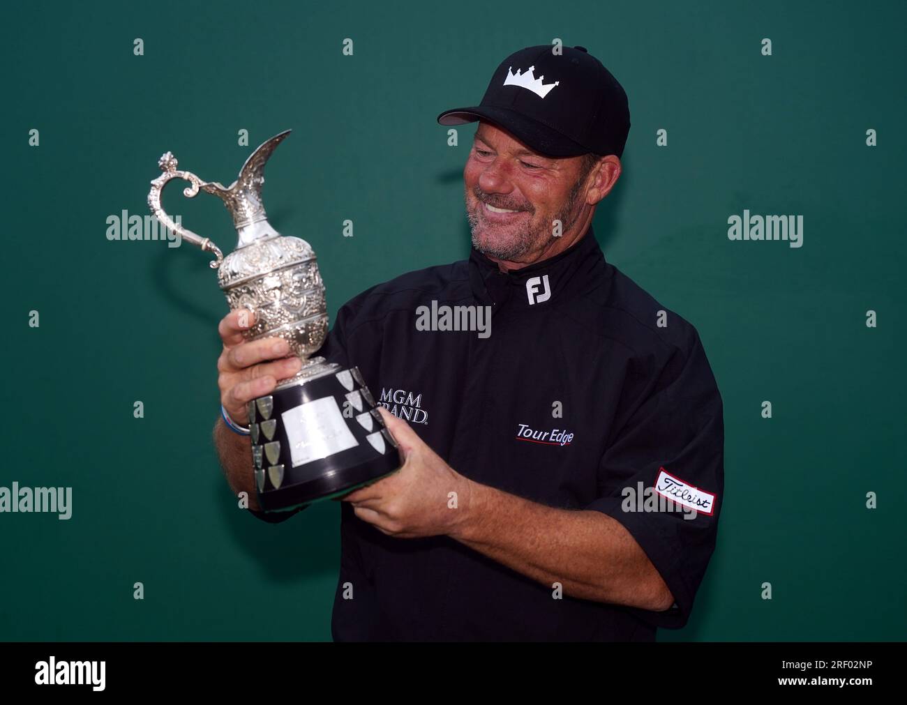 Alex Cejka poses with the trophy after winning the 2023 Senior Open ...