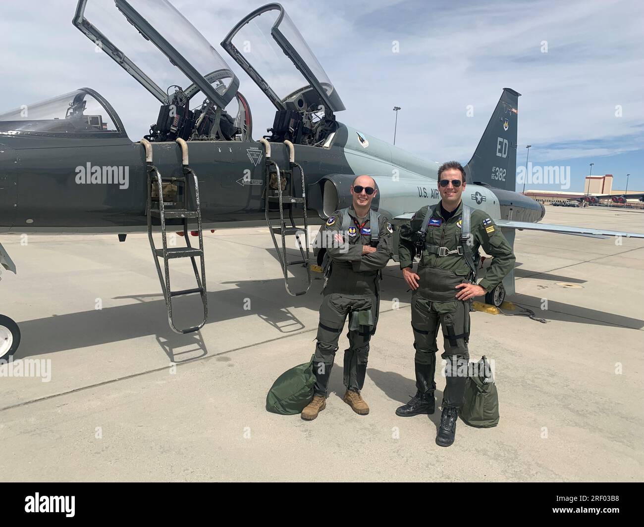 U.S. Air Force Test Pilot School Class 23A students after flying a T-38 ...