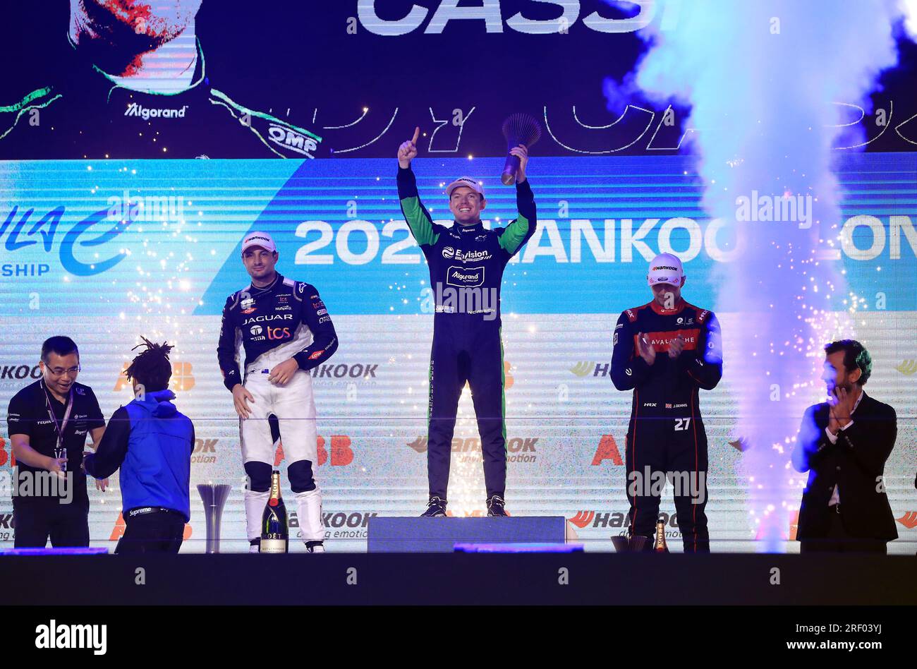 Envision Racing’s Nick Cassidy celebrates on the podium after winning ...