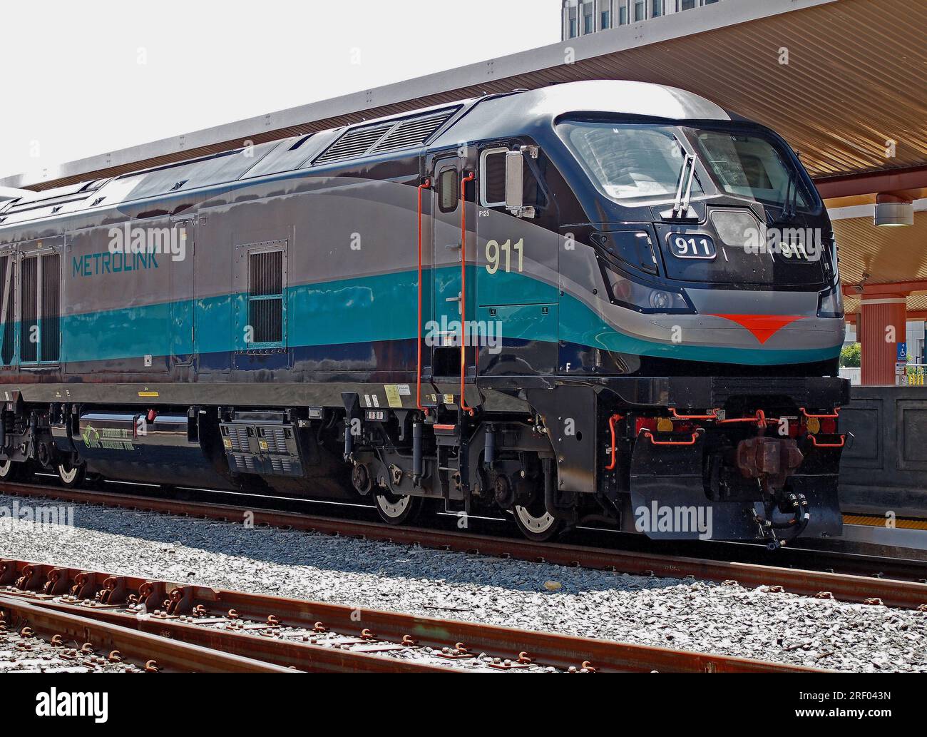 Metrolink train engine at the Union Station in Los Angeles, California ...
